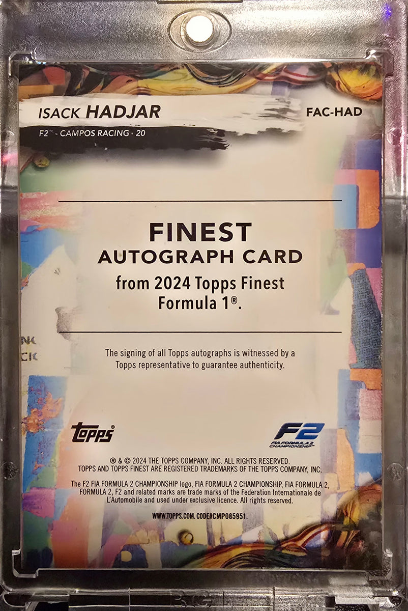 Topps Finest 2024 Isack Hadjar Gold Autograph F2 #8/25 Super Short Pri ...